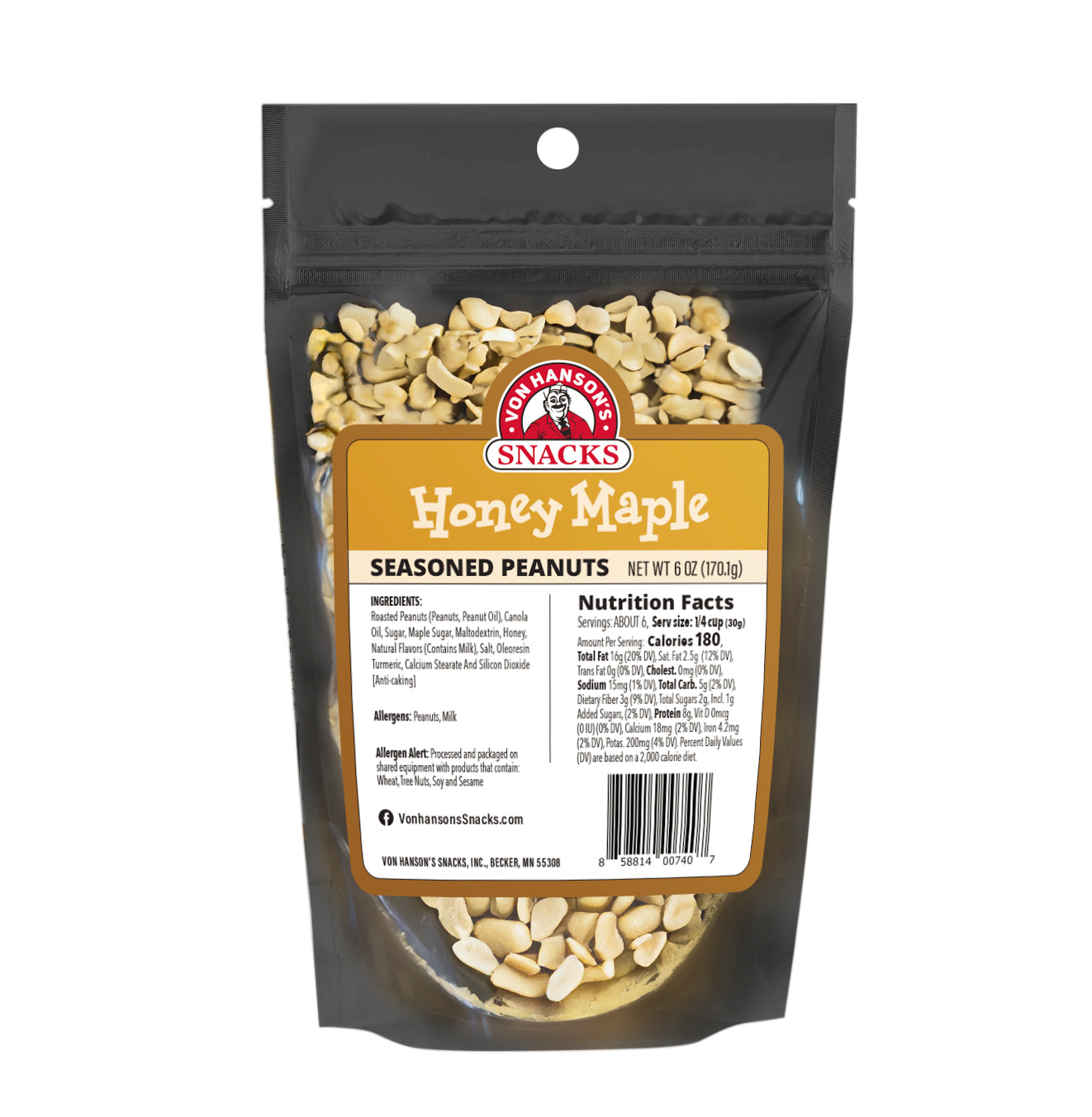 Honey Maple Seasoned Peanuts – Von Hanson's Snacks